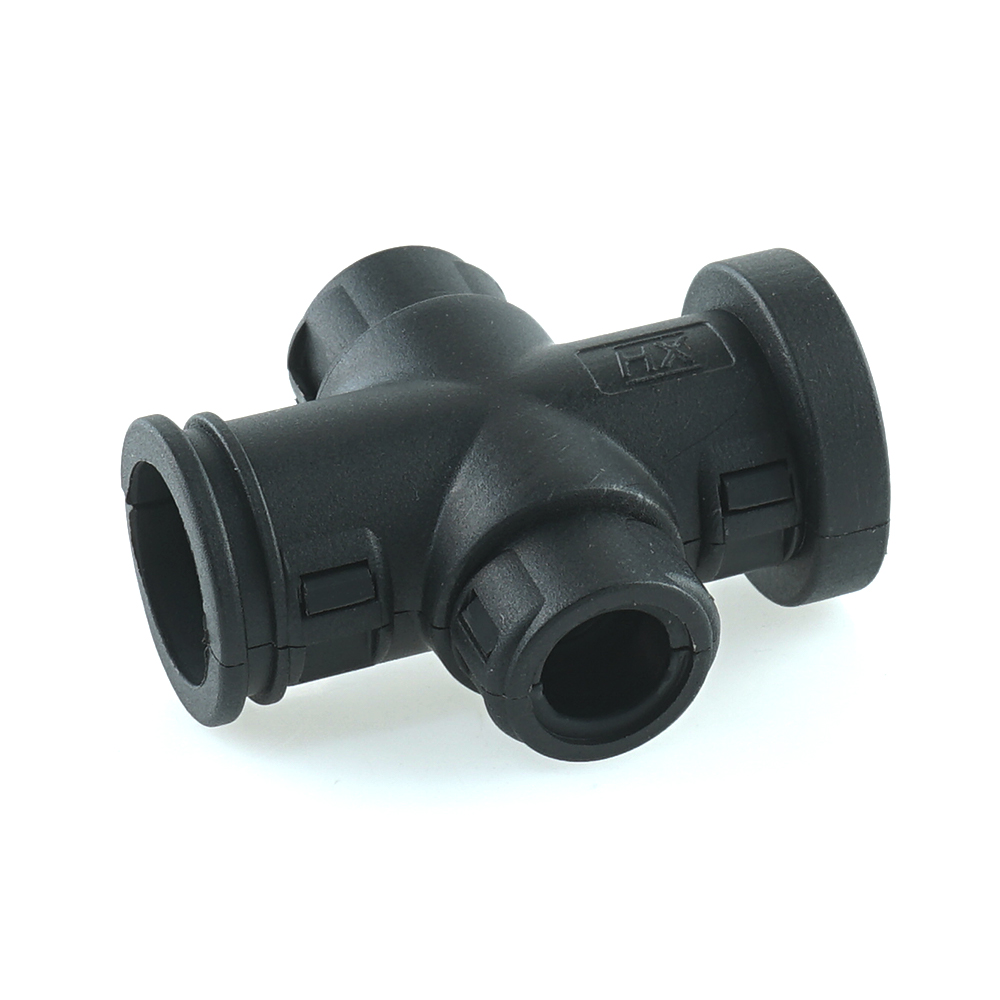 X-shaped conduit joiner, NW10-7,5-10-7,5, black | miunske product catalogue