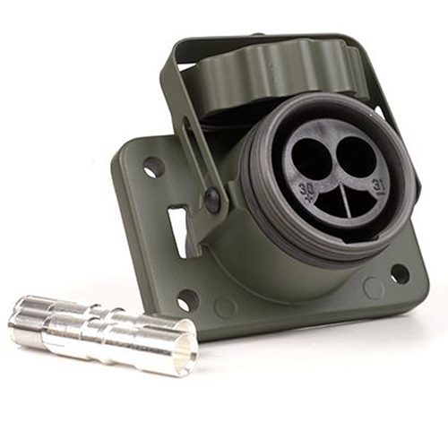 2-pole Military Connector, 24V, VG 96 917, socket, olive-green, with ...