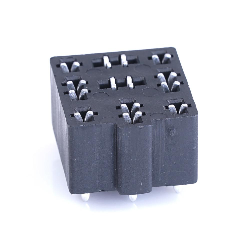 Mini-relay-socket, 9-pole, 5 x 6,3 mm + 4 x 2,8 mm, PFT, black ...